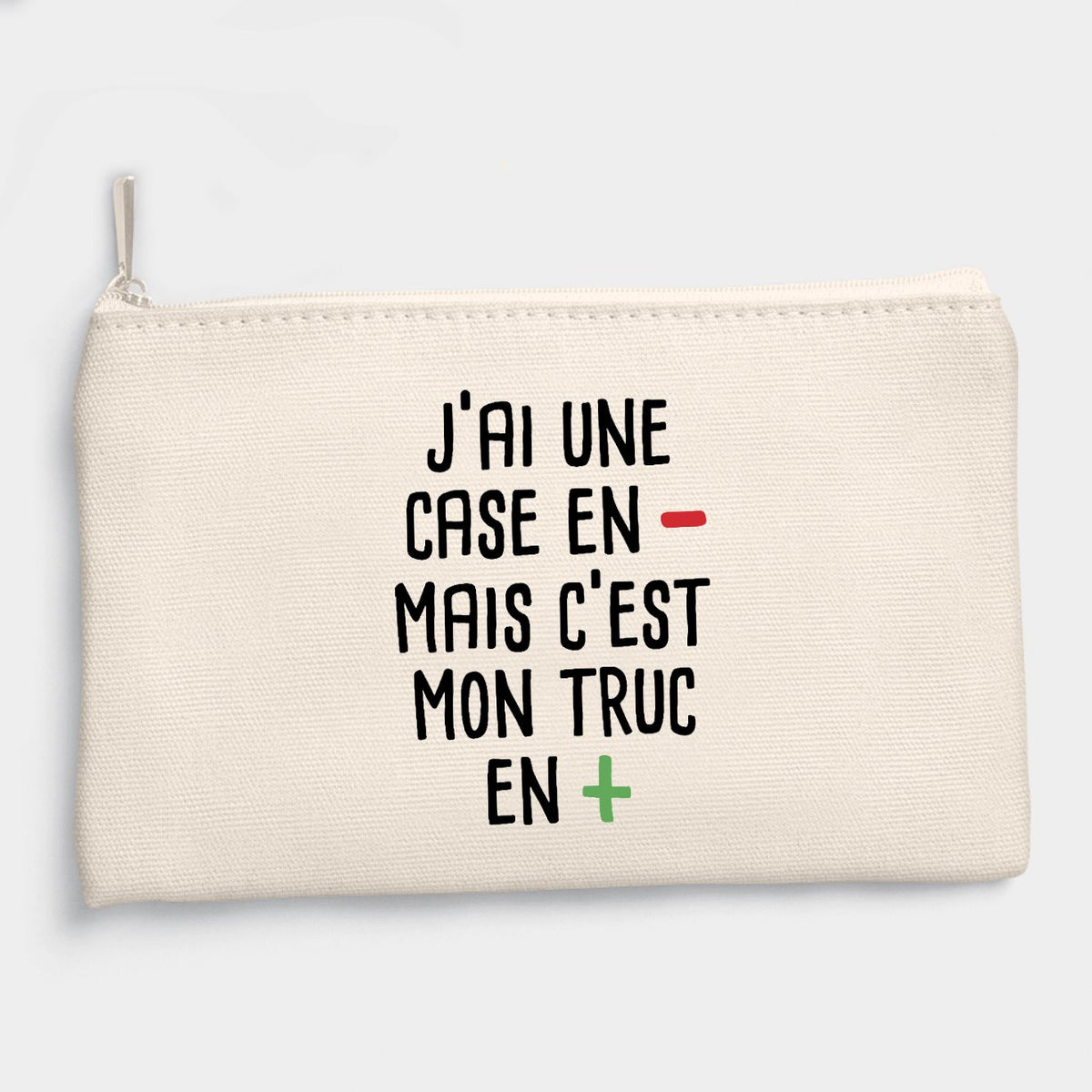 Pochette J'ai une case en moins | Idée cadeau drôle | Tshirt-culte